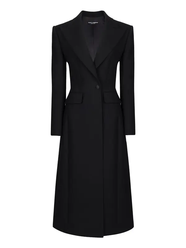 Dolce & Gabbana Long Single-breasted Wool Cady Coat Coats And Jackets Wool - Black