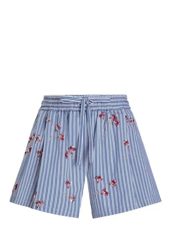 Dolce & Gabbana Crystal Flower-print Cotton Shorts Pants And Shorts Multi-colored - Multicolor