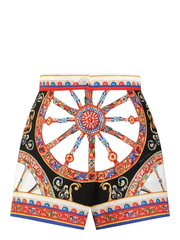 Dolce & Gabbana Carretto-print Poplin Shorts Pants And Shorts Multi-colored - Multicolor