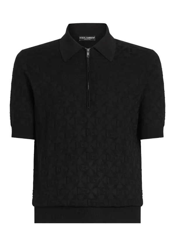 Dolce & Gabbana Silk Polo Shirt With Logo Sweaters And Cardigans - Black