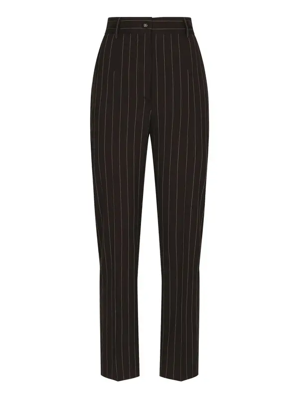 Dolce & Gabbana High-waisted Pinstripe Wool Pants Pants And Shorts Multi-colored Wool - Multicolor