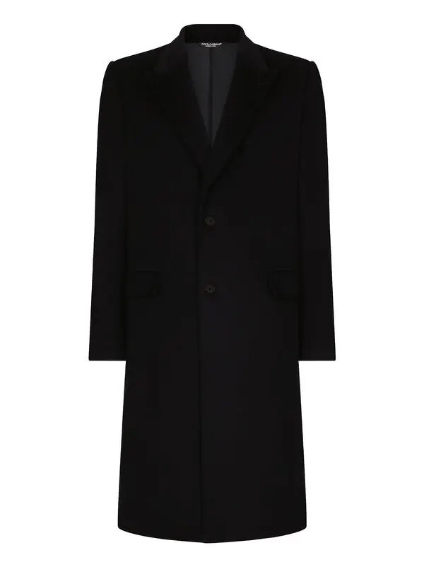 Dolce & Gabbana Single-breasted Cashmere Coat Coats And Jackets - Blue
