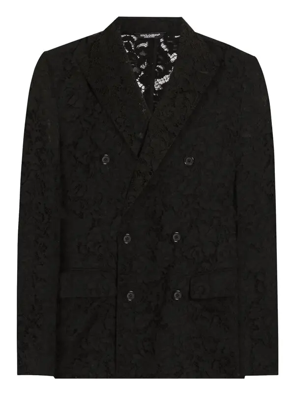 Dolce & Gabbana Sicilia Double-breasted Jacket In Cordonetto Lace Suits And Blazers - Black