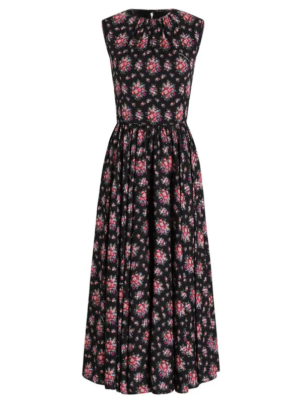 Dolce & Gabbana Small Flower Bouquets-print Charmeuse Dress Dresses - Multicolor