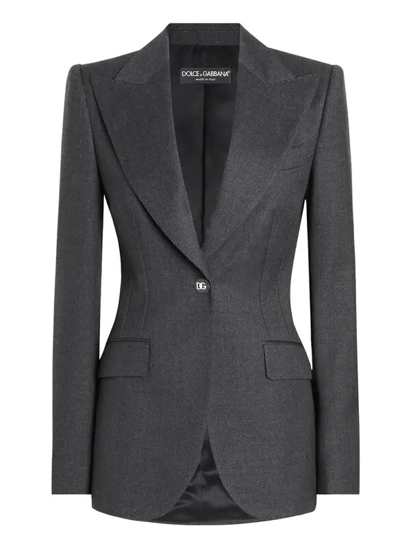 Dolce & Gabbana Single-breasted Woolen Turlington Blazer - Grey