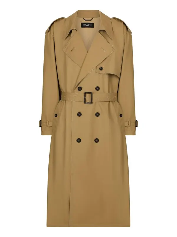 Dolce & Gabbana Double-breasted Cotton Trench Coat - Beige