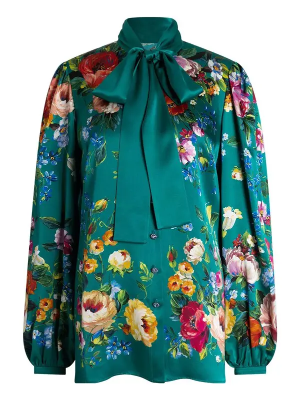 Dolce & Gabbana Rose-print Satin Shirt Collection - Multicolor