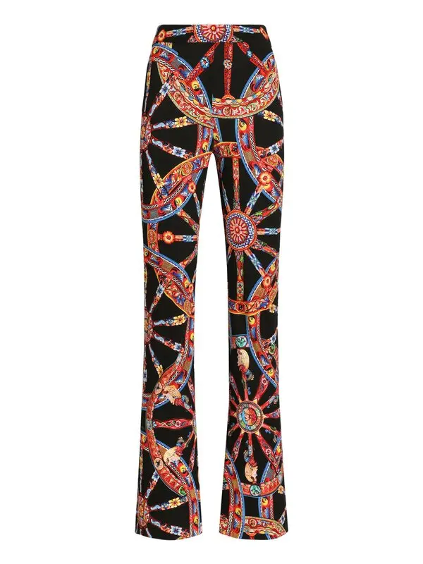 Dolce & Gabbana Carretto-print Viscose Jersey Flared Leggings - Multicolor