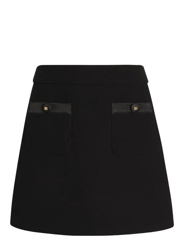 Dolce & Gabbana A-line Wool Crepe Miniskirt Skirts - Black