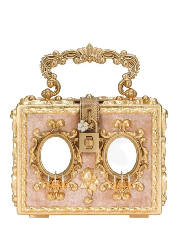 Dolce & Gabbana Calfskin Dolce Box Bag With Rhinestone And Mirrored Detailing Handbags Multi-colored - Multicolor