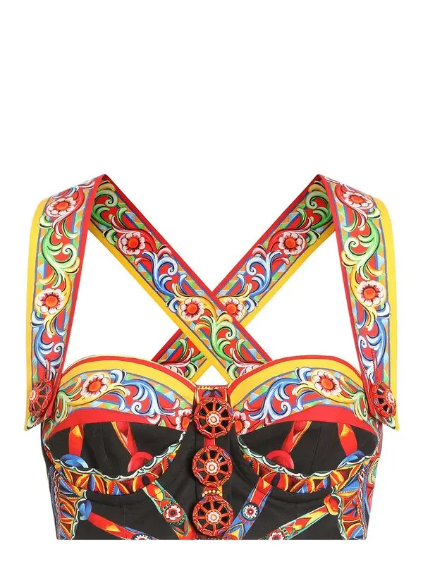 Dolce & Gabbana Carretto-print Poplin Top� Shirts And Tops Multi-colored - Multicolor