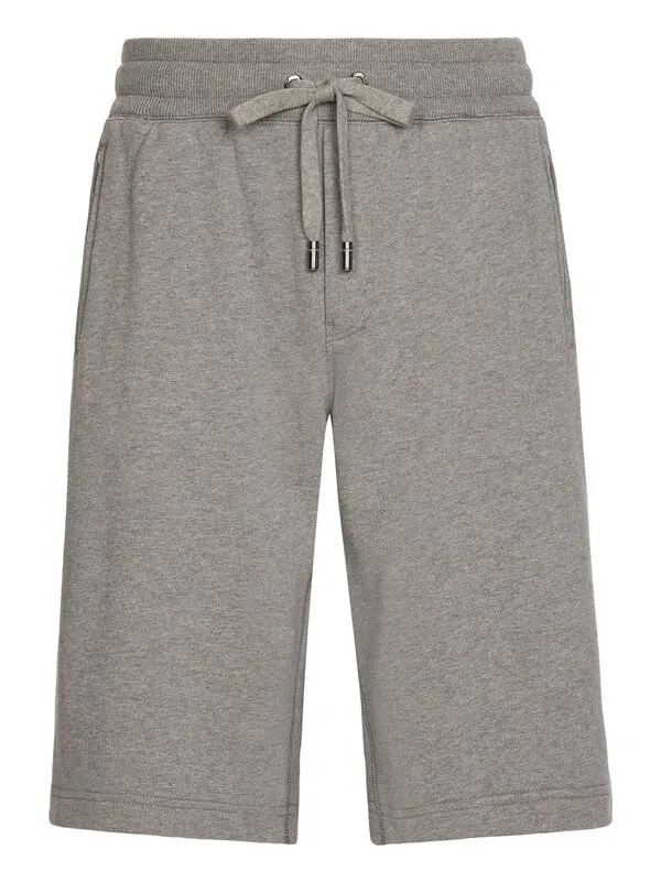 Dolce & Gabbana Cotton Jersey Jogging Shorts With Logo Tag - Grey