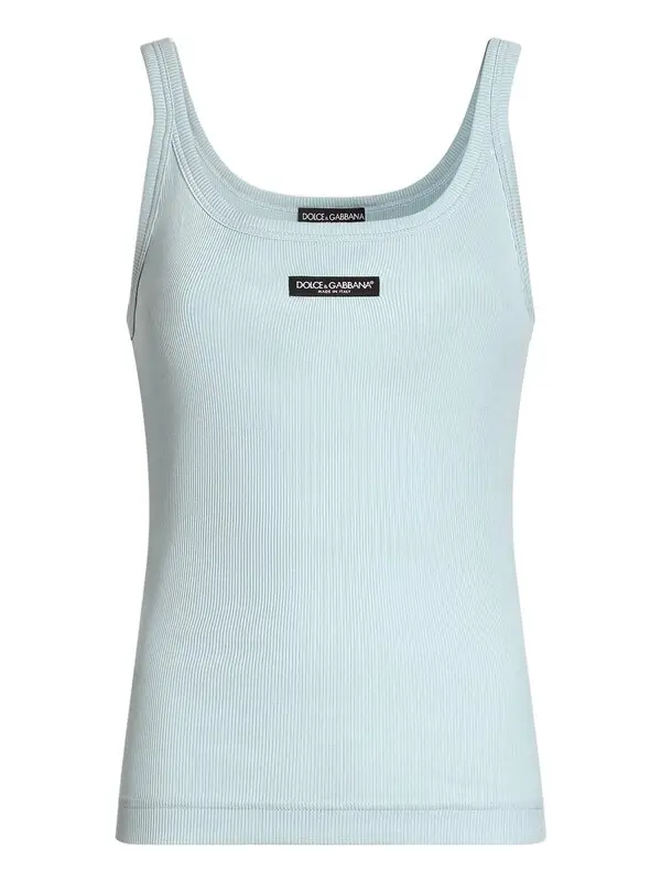 Dolce & Gabbana Ribbed Tank Top T-shirts And Sweatshirts Cotton - Azure