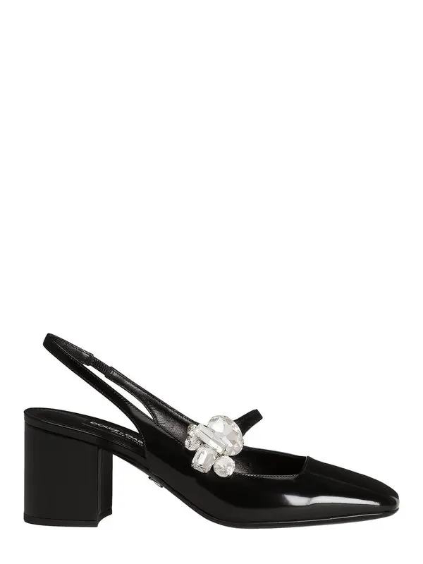 Dolce & Gabbana Polished Calfskin Slingback Pumps And Slingback Leather - Black