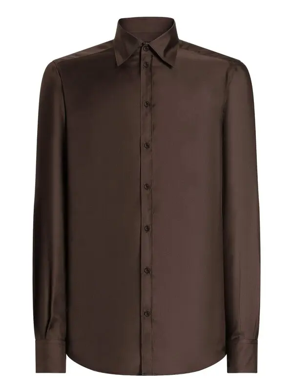 Dolce & Gabbana Martini Shirt In Silk Twill Shirts - Brown