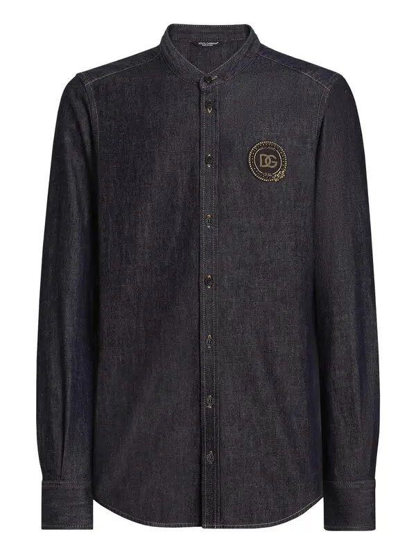 Dolce & Gabbana Denim Martini Shirt With Patch Denim Multi-colored - Multicolor