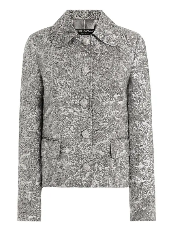 Dolce & Gabbana Single-breasted Jacket In Floral Jacquard Blazers - Silver