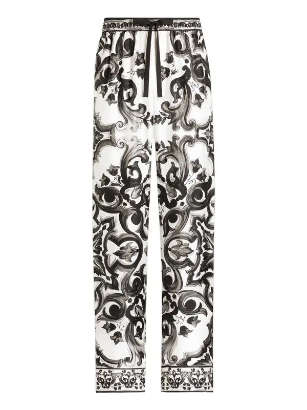 Dolce & Gabbana Majolica-print Twill Trousers Pants And Shorts - Multicolor