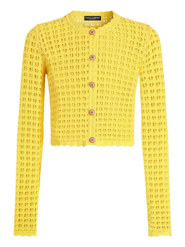 Dolce & Gabbana Crochet Cardigan Sweaters And Cardigans - Yellow