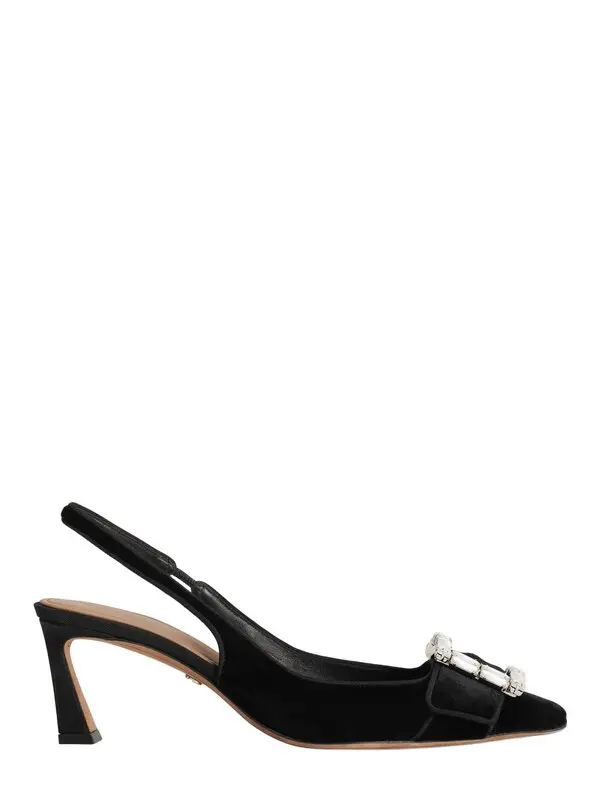 Dolce & Gabbana Velvet Slingbacks With Bejeweled Buckle Pumps And Slingback - Black