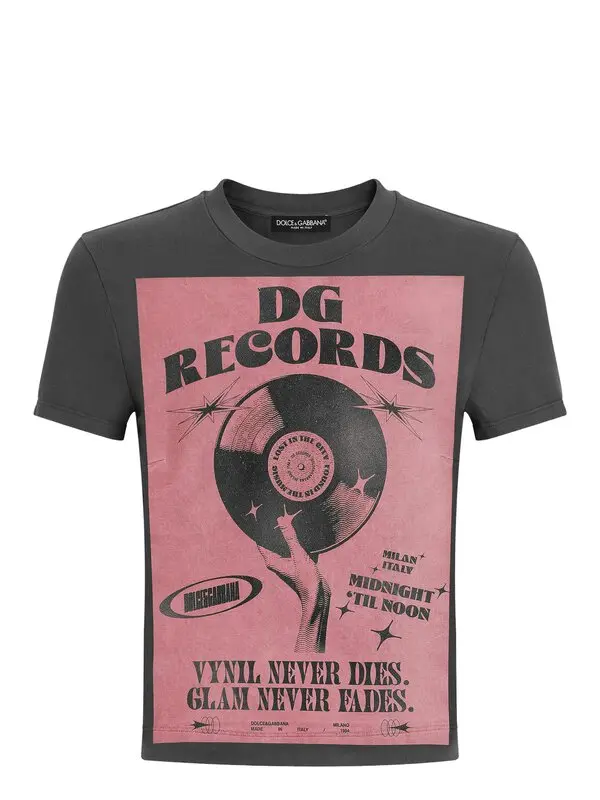 Dolce & Gabbana Jersey T-shirt With Print T-shirts And Sweatshirts Gray - Grey