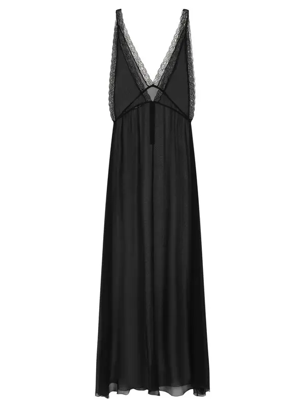 Dolce & Gabbana Long Chiffon Dress Dresses Silk - Black