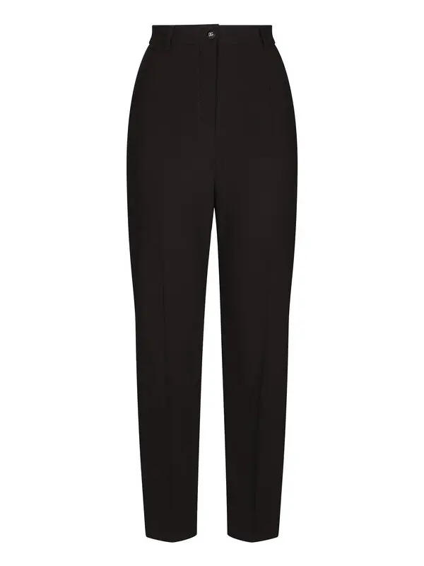 Dolce & Gabbana Wool Pants With Duchesse Tuxedo Band Pants And Shorts Fabric - Black