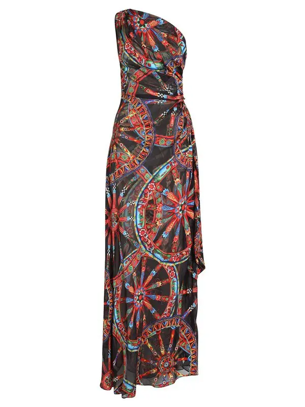 Dolce & Gabbana Carretto-print One-shoulder Twill Dress Dresses - Multicolor