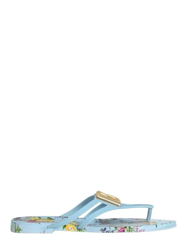 Dolce & Gabbana Rubber Beachwear Slides With Logo And Little Flowers Print Slides And Mules - Multicolor