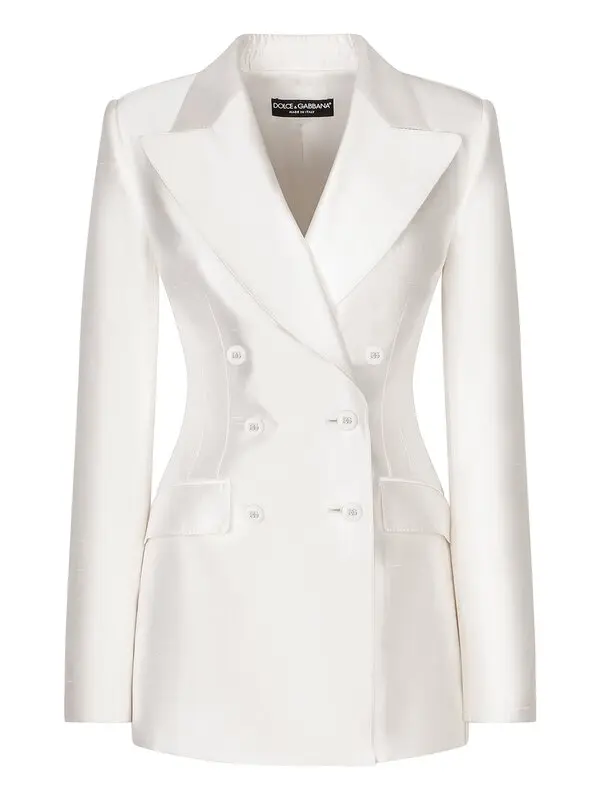 Dolce & Gabbana Double-breasted Silk Blazer - White