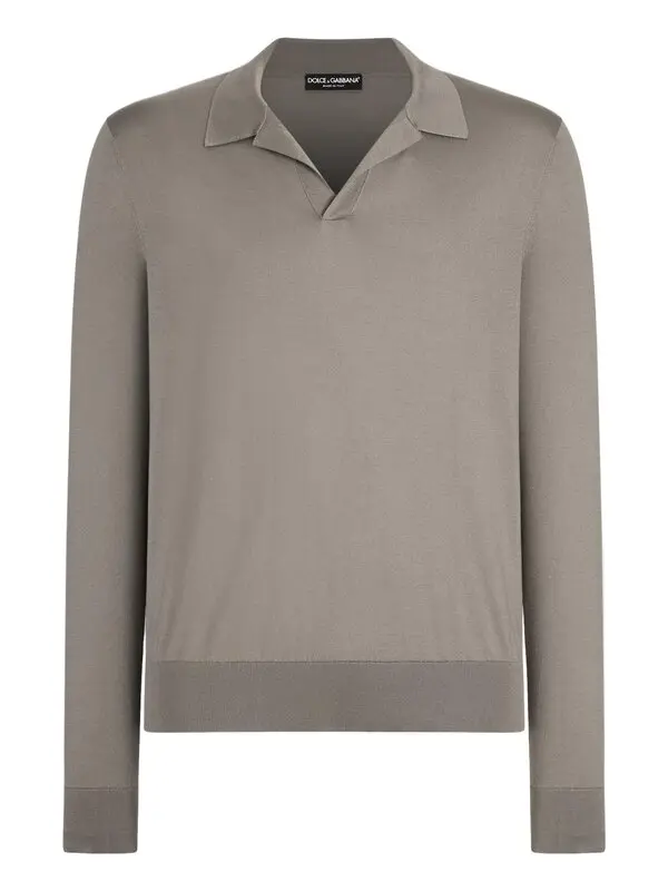 Dolce & Gabbana Silk Polo Shirt Sweaters And Cardigans - Beige