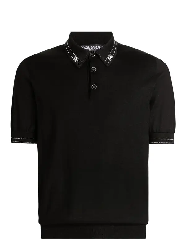 Dolce & Gabbana Silk Polo Shirt Sweaters And Cardigans - Black