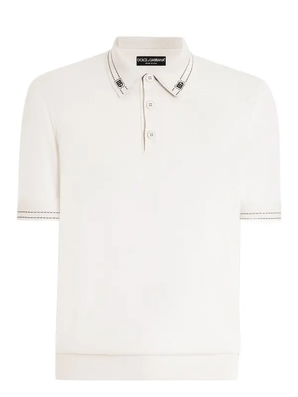 Dolce & Gabbana Silk Polo Shirt Sweaters And Cardigans - White