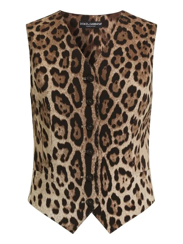 Dolce & Gabbana Leo- Wool Vest Blazers Animal - Print