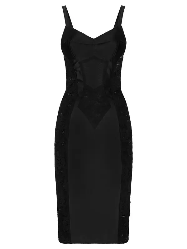 Dolce & Gabbana Satin And Lace Calf-length Corset Dress Dresses - Black