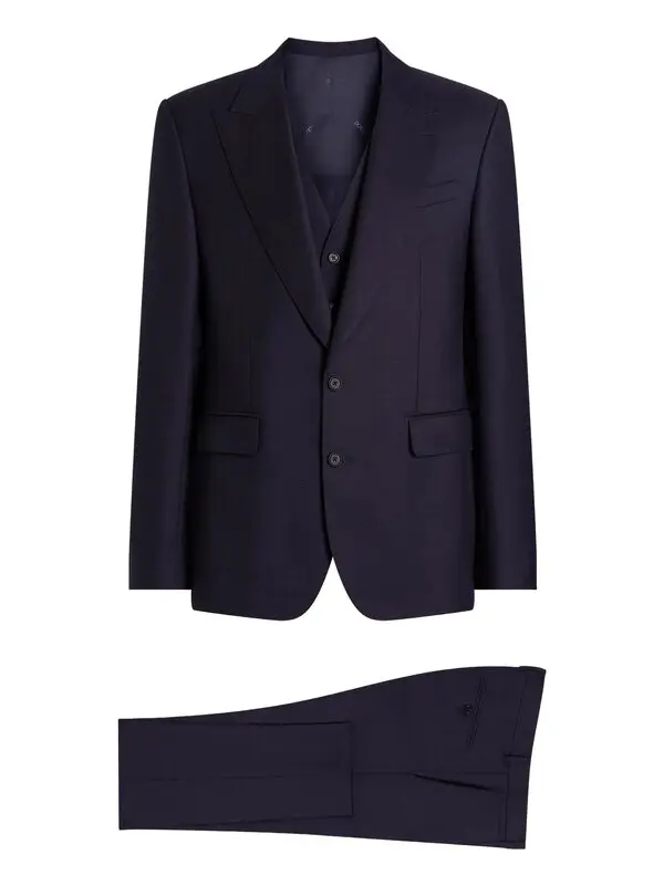 Dolce & Gabbana Single-breasted Micro-patterned Wool Suit Suits And Blazers - Multicolor