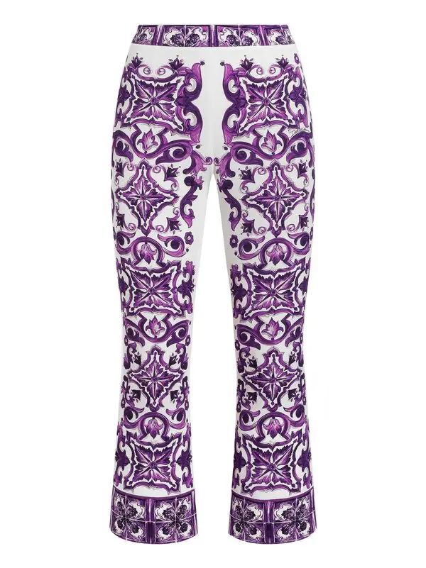 Dolce & Gabbana Majolica Print Silk Trousers - Multicolor