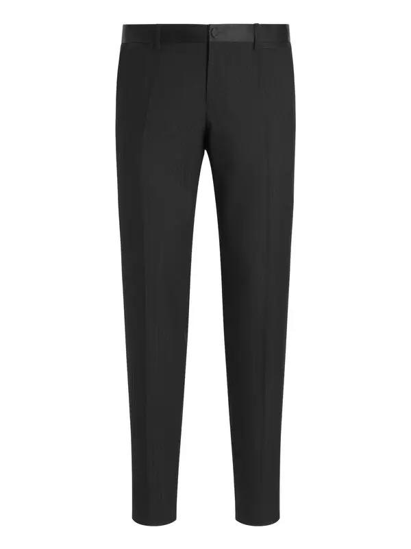 Dolce & Gabbana Striped Wool Jacquard Trousers - Black
