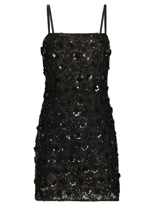Dolce & Gabbana Short Dress With Sequin Embellisht Dresses - Black