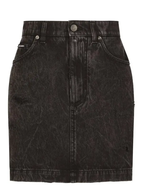 Dolce & Gabbana Washed Denim Miniskirt Skirts Multi-colored - Multicolor