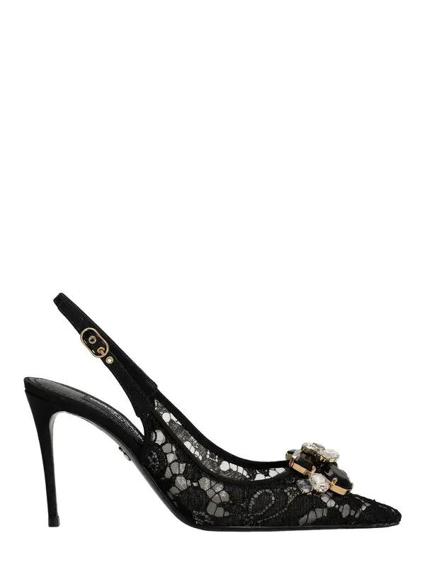 Dolce & Gabbana Rainbow Lace Slingbacks In Lurex Lace Pumps And Slingback Lace - Black
