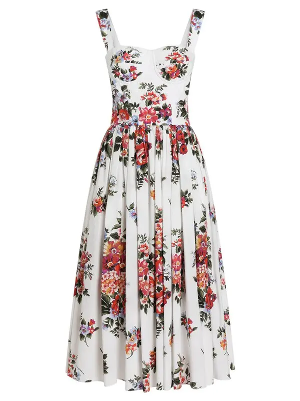 Dolce & Gabbana Flower Bouquet-print Cotton Dress Dresses - Multicolor