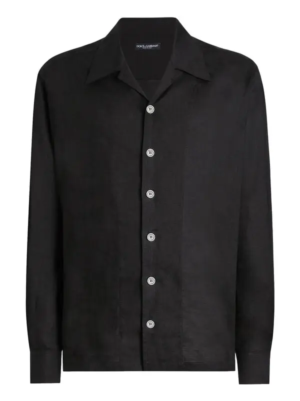Dolce & Gabbana Hawaii Linen Canvas Shirt Shirts Linen - Black