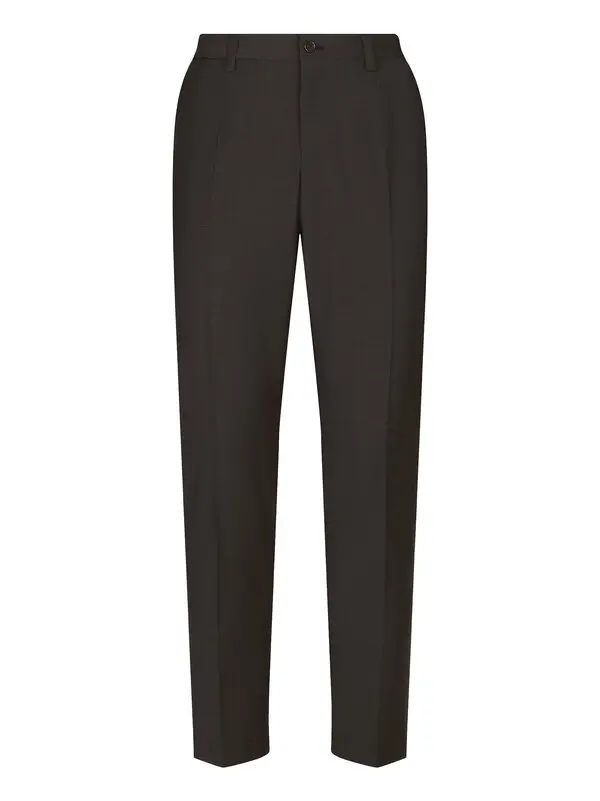 Dolce & Gabbana Tailored Stretch Cotton Pants With Dg Logo Patch - Grey
