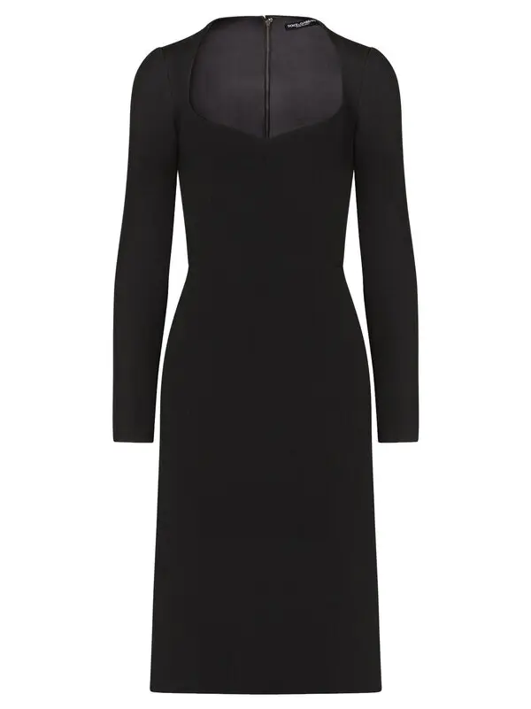 Dolce & Gabbana Long-sleeved Cady Midi Dress Dresses - Black