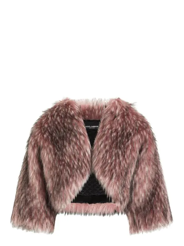 Dolce & Gabbana Short Faux Fur Jacket Blazers - Pink
