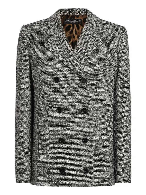 Dolce & Gabbana Double-breasted Wool Blend Coat - Multicolor