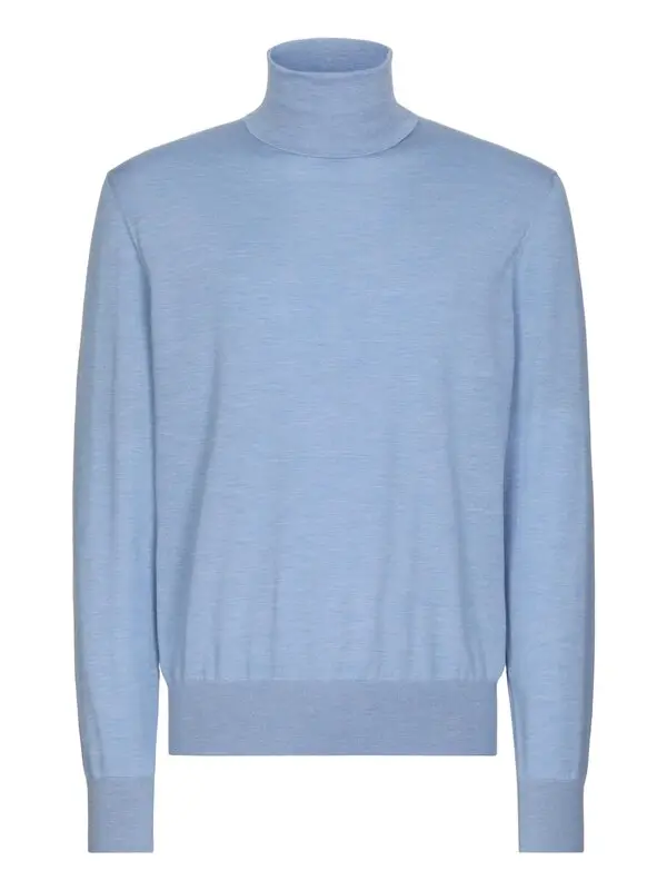 Dolce & Gabbana Extra-fine Cashmere And Silk Turtleneck Sweater - Azure