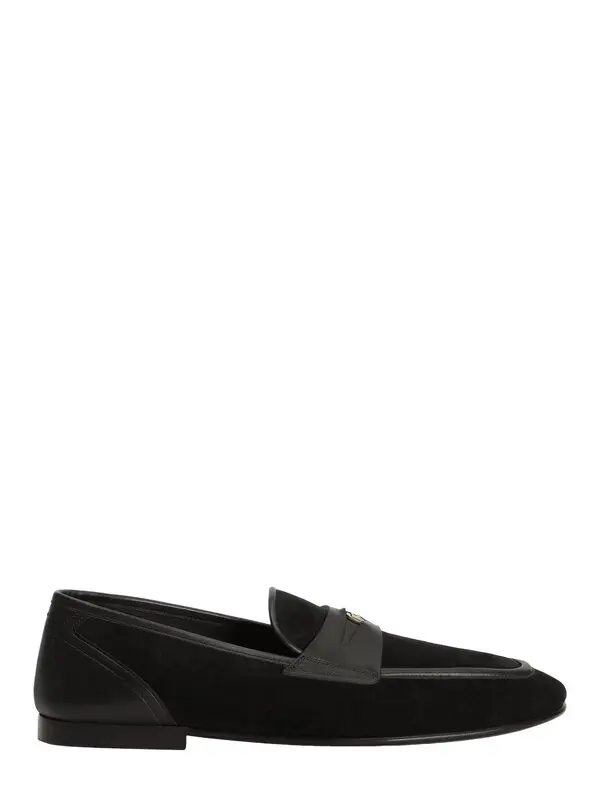 Dolce & Gabbana Split Calfskin Slipper Driver Shoes And Loafers - Black