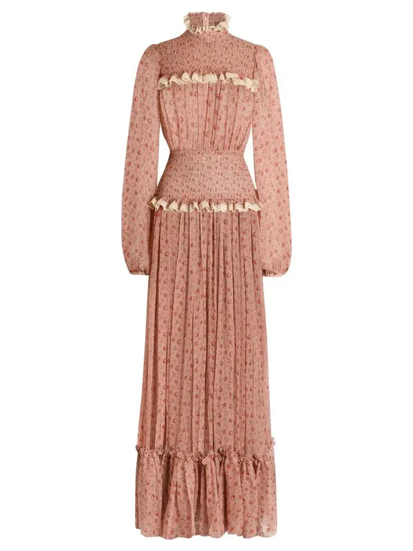 Dolce & Gabbana Small Rose-print Long Chiffon Dress Dresses - Multicolor